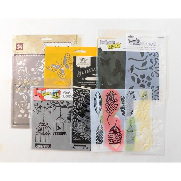 Office | 7 Mixed Craft Stencils Scrapbooking Diy Projects Birds ...